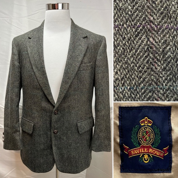 Vintage | Suits & Blazers | Vintage Savile Row Mens 42r Tweed Gray ...